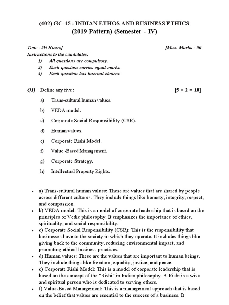 GC-15 Indian Ethos and Business Ethics | PDF