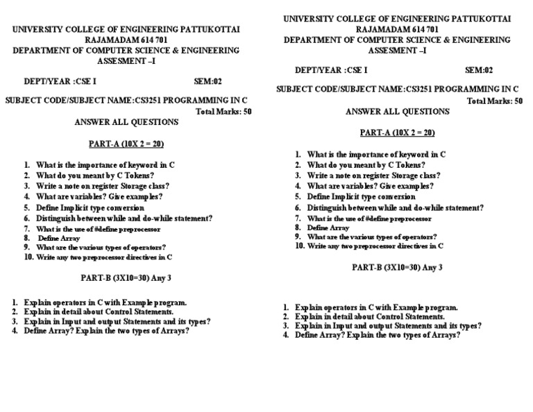 CS3251 Programming in C | PDF