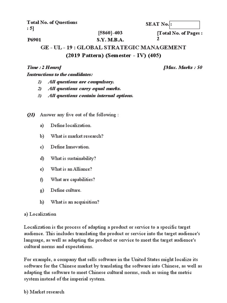 Ge Ul 19 Global Strategic Management | PDF | Business