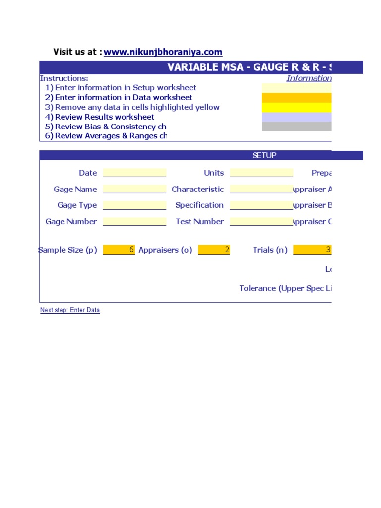 GRR Study MSA Template | PDF