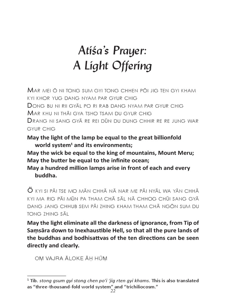 Atisha Light Offering Prayer | PDF