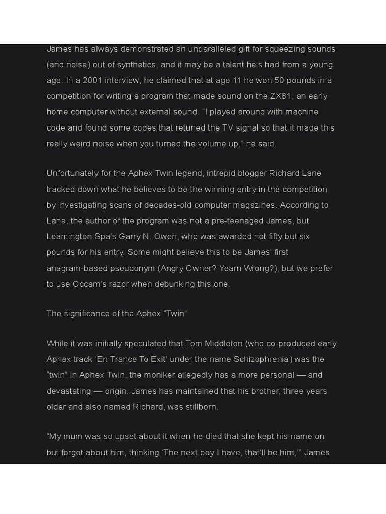 Aphex Twin Renew | PDF