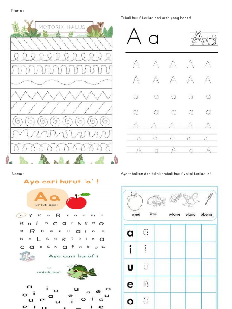 Menebali Huruf Vokal | PDF