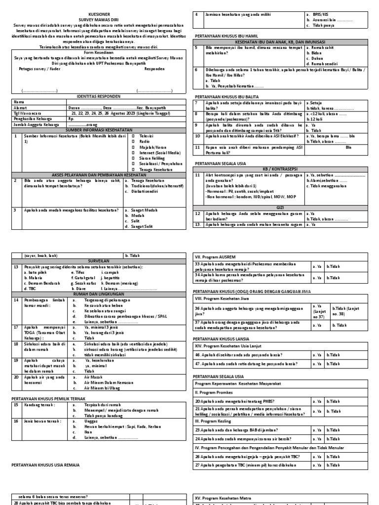 Kuesioner SMD 2023 | PDF | Pengembangan Diri | Kesehatan Holistik