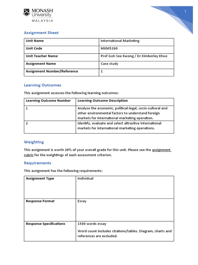 Assessment Sheet Guideline - Case Study | PDF