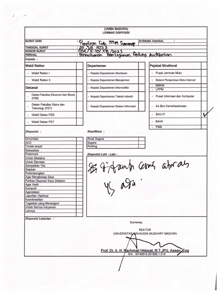Permohonan Peminjaman Gedung Auditorium | PDF