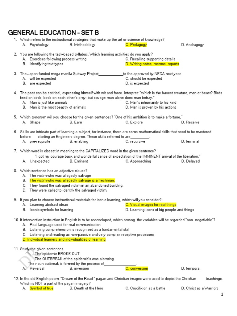 General Education Set B | PDF