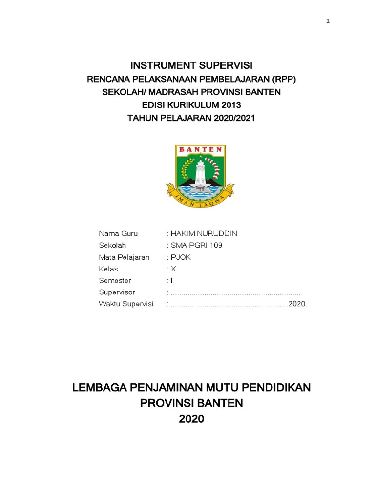 003 Instrument Supervisi RPP Revisi | PDF