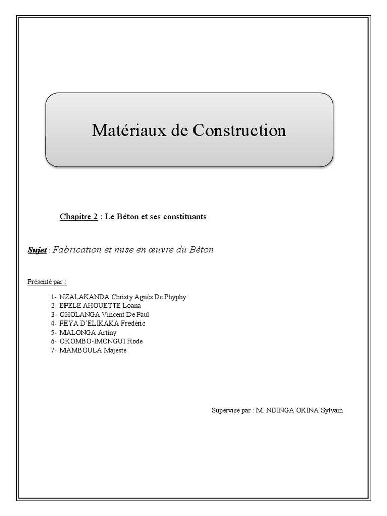 Exposé Matériaux de Construction | PDF