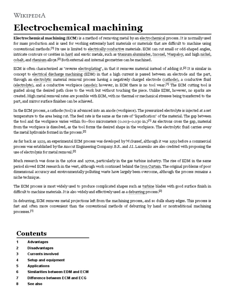 Electrochemical Machining | PDF | Electrical Engineering | Materials ...