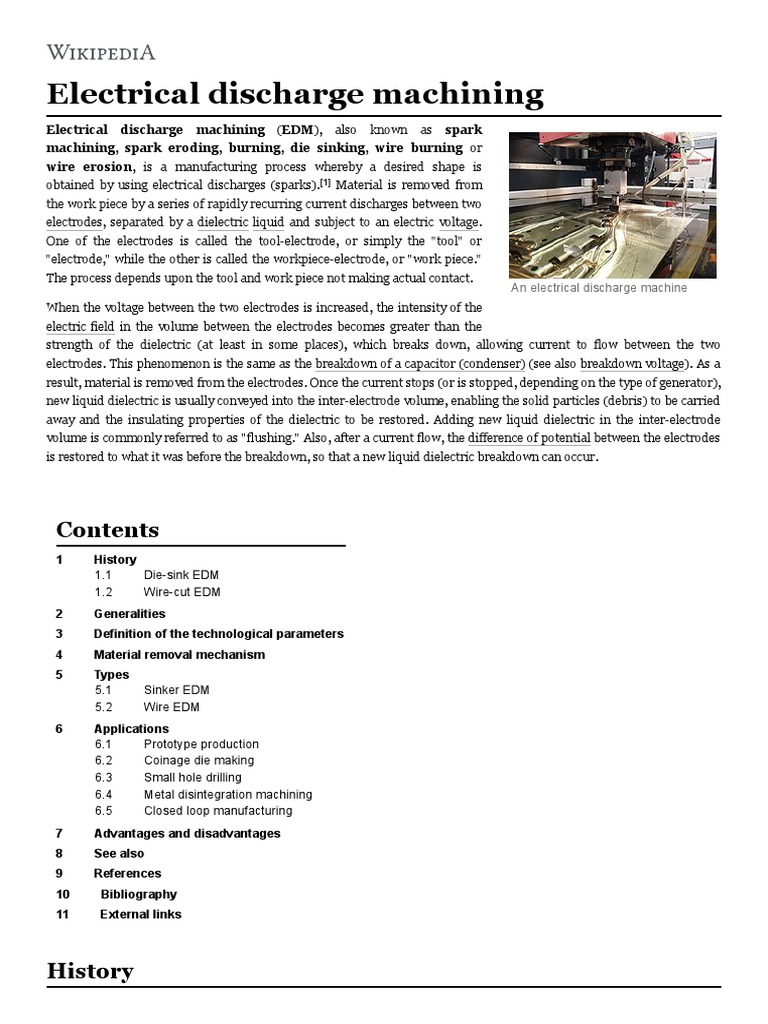 Electrical Discharge Machining | PDF