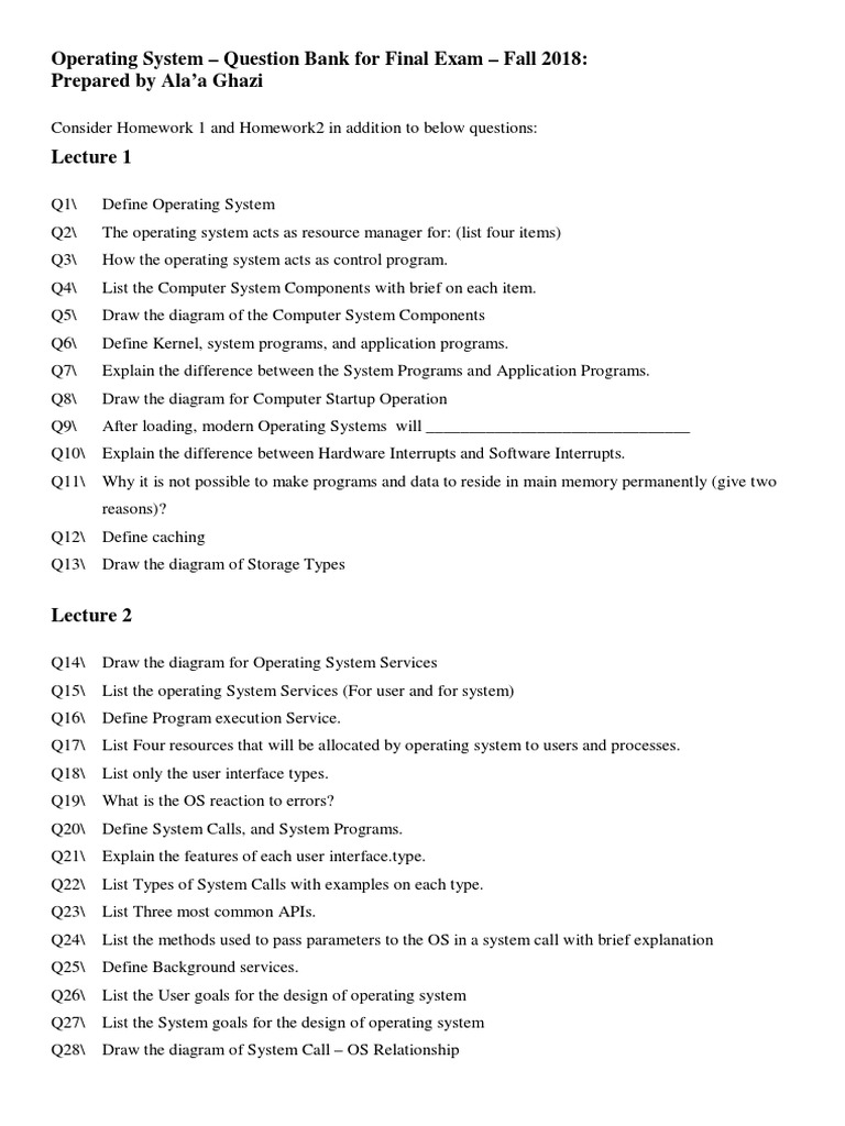 Operating Systems QB - Fall - 2018 2019 | PDF | Scheduling (Computing) | Process (Computing)