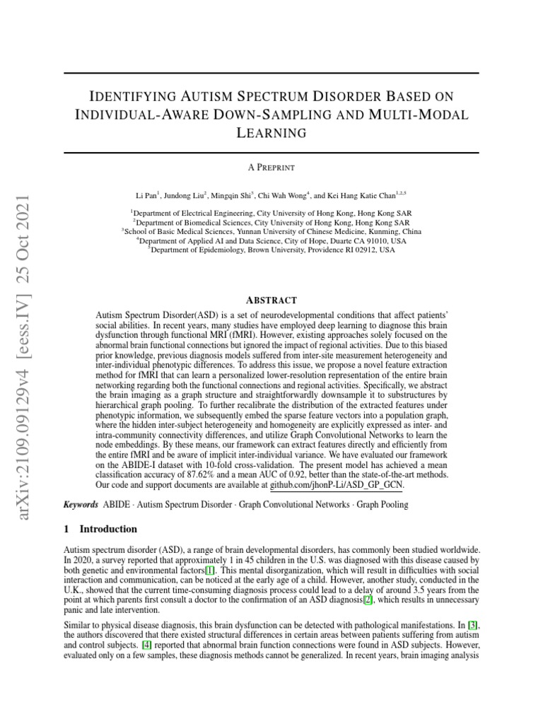 Identifying Autism Spectrum Disorder Based On Individual-Aware Down-Sampling and Multi-Modal ...