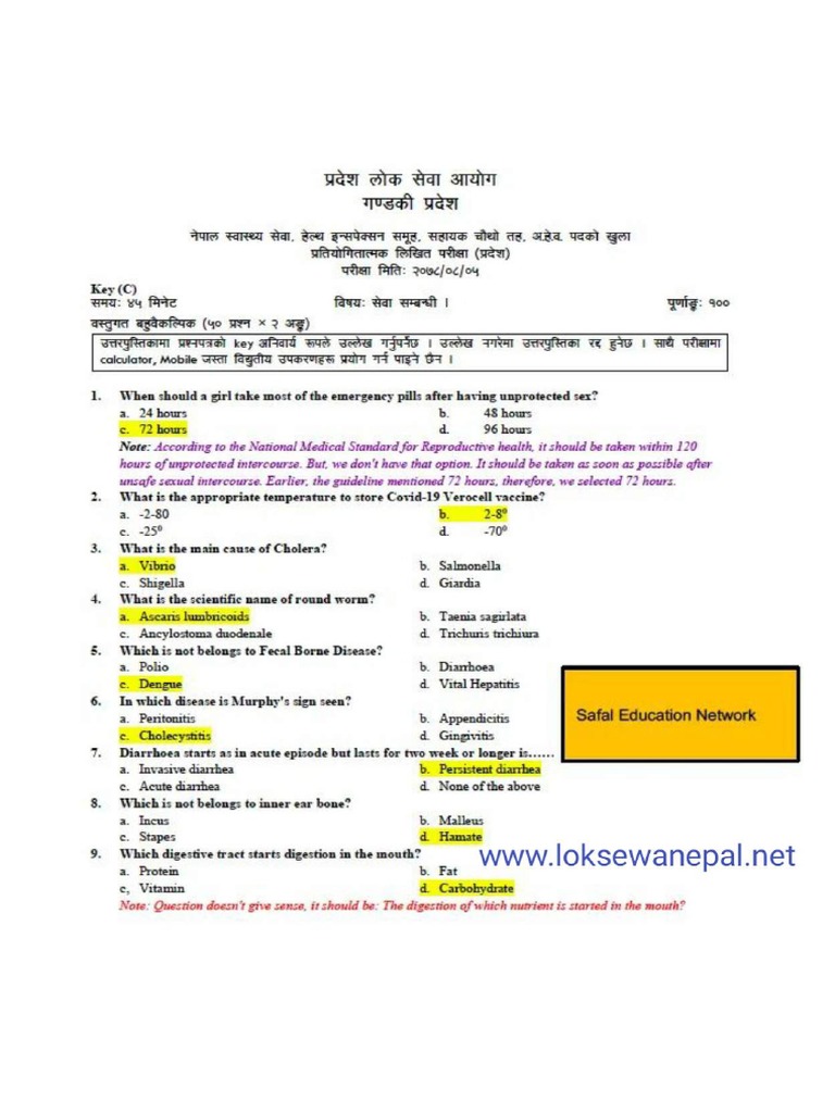 Ahw Loksewa Question 2078 | PDF