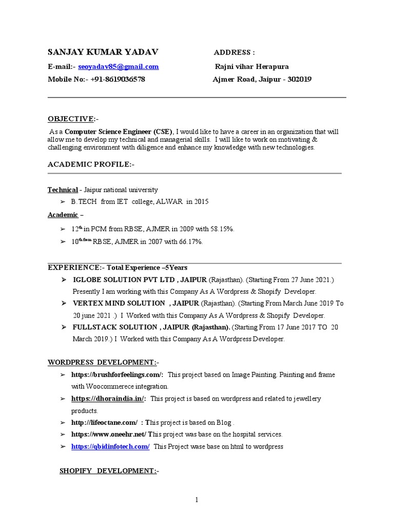 Resume-2022 | PDF | Cognition | Computing