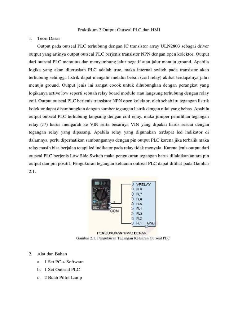Praktikum 2 Output Outseal PLC HMI | PDF