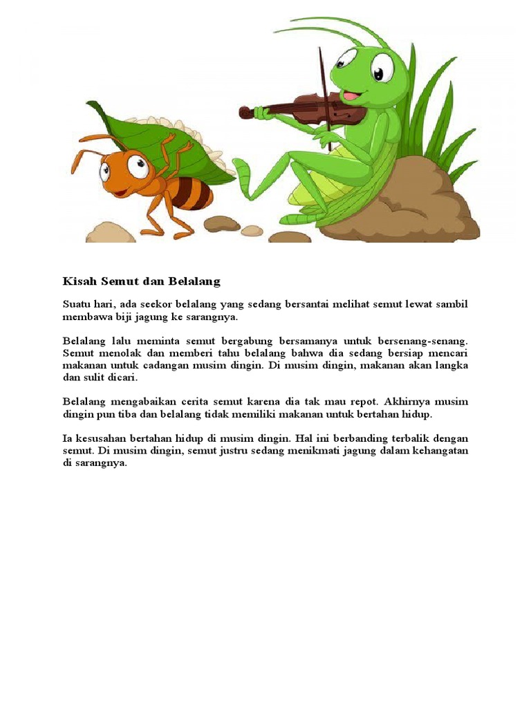 Kisah Semut Dan Belalang | PDF Kisah Semut Dan Belalang | PDF