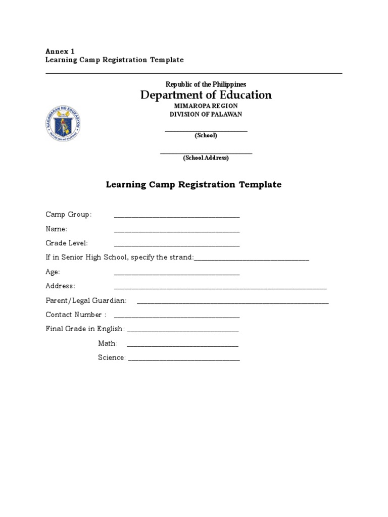 Learning Camp Registration and Parents Consent Template | PDF | Legal ...
