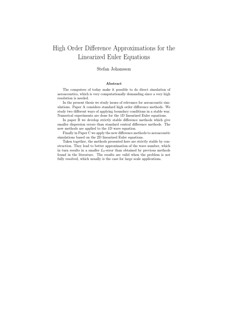 High Order Finite Difference Methods for Aeroacoustics | PDF | Teaching ...