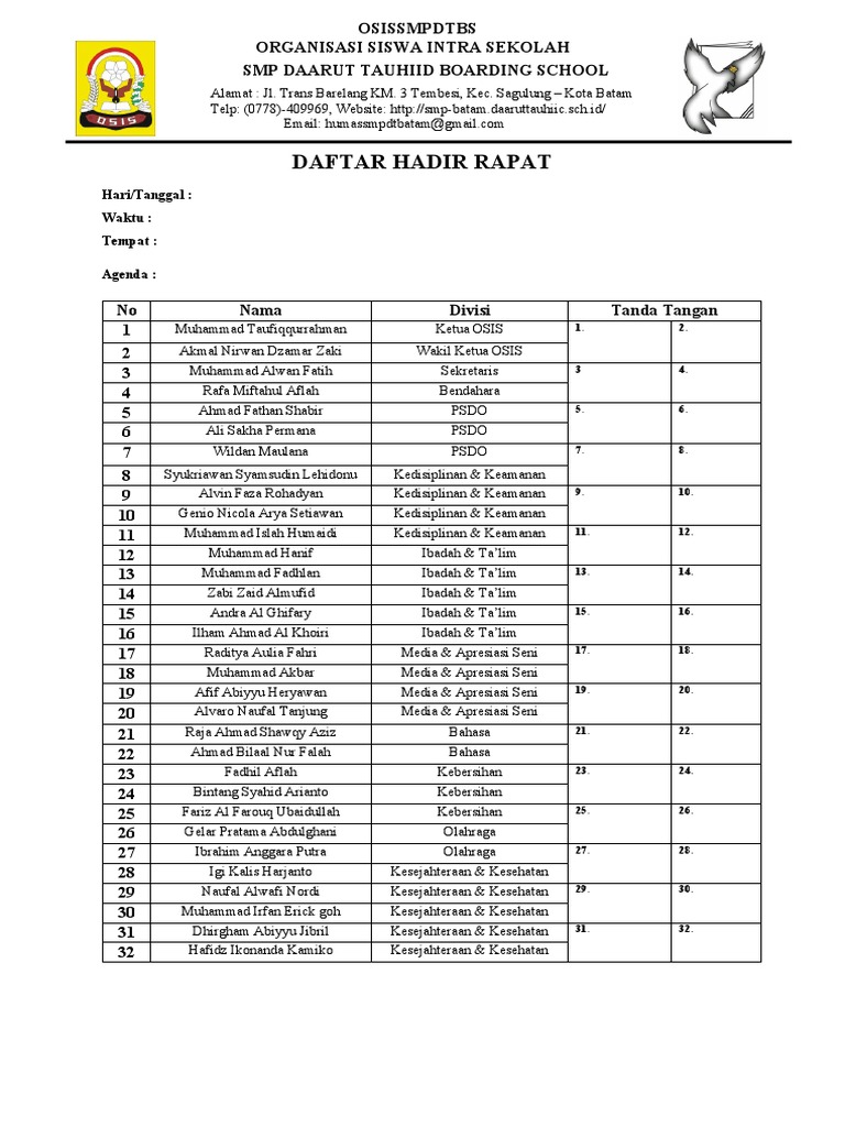 Daftar Hadir Rapat | PDF