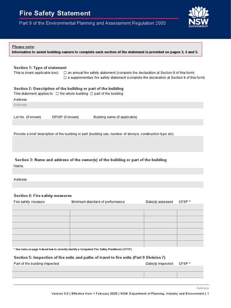 Annual Fire Safety Statement Form 2020 | Download Free PDF | Fire ...