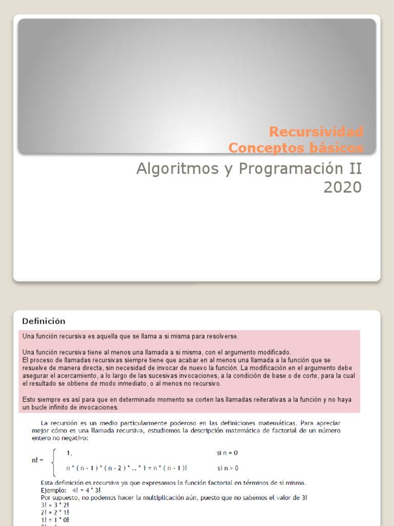 Recursividad | PDF | Matemáticas Aplicadas | Programación de computadoras