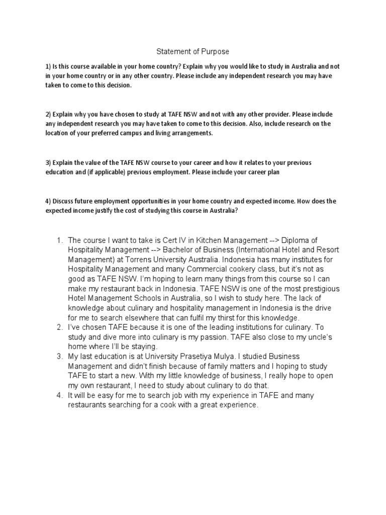 Statement of Purpose | PDF