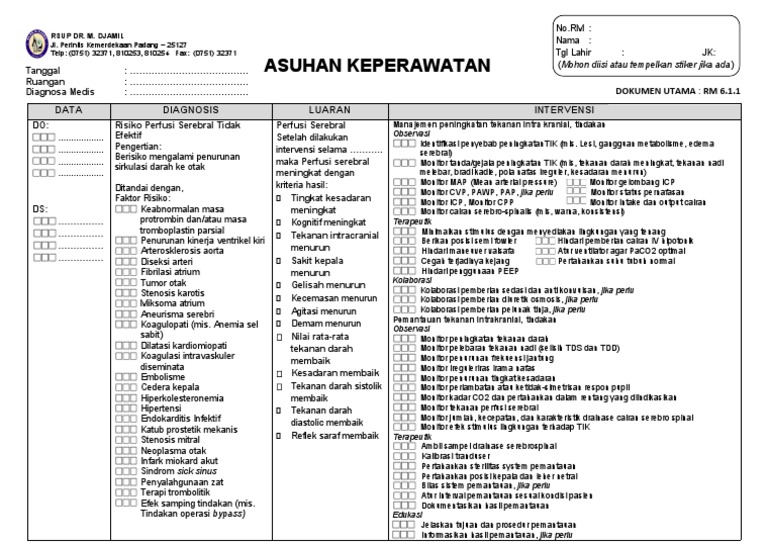 Analisis Risiko Perfusi Serebral Tidak Efektif | PDF
