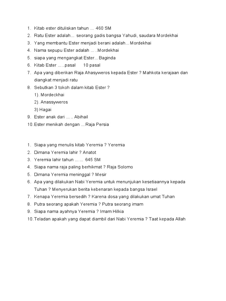 Kitab Ester Dituliskan Tahun | PDF