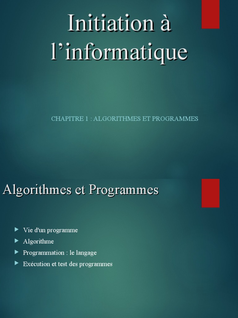 Algo Initiation | PDF | Programmation informatique | Langage de programmation