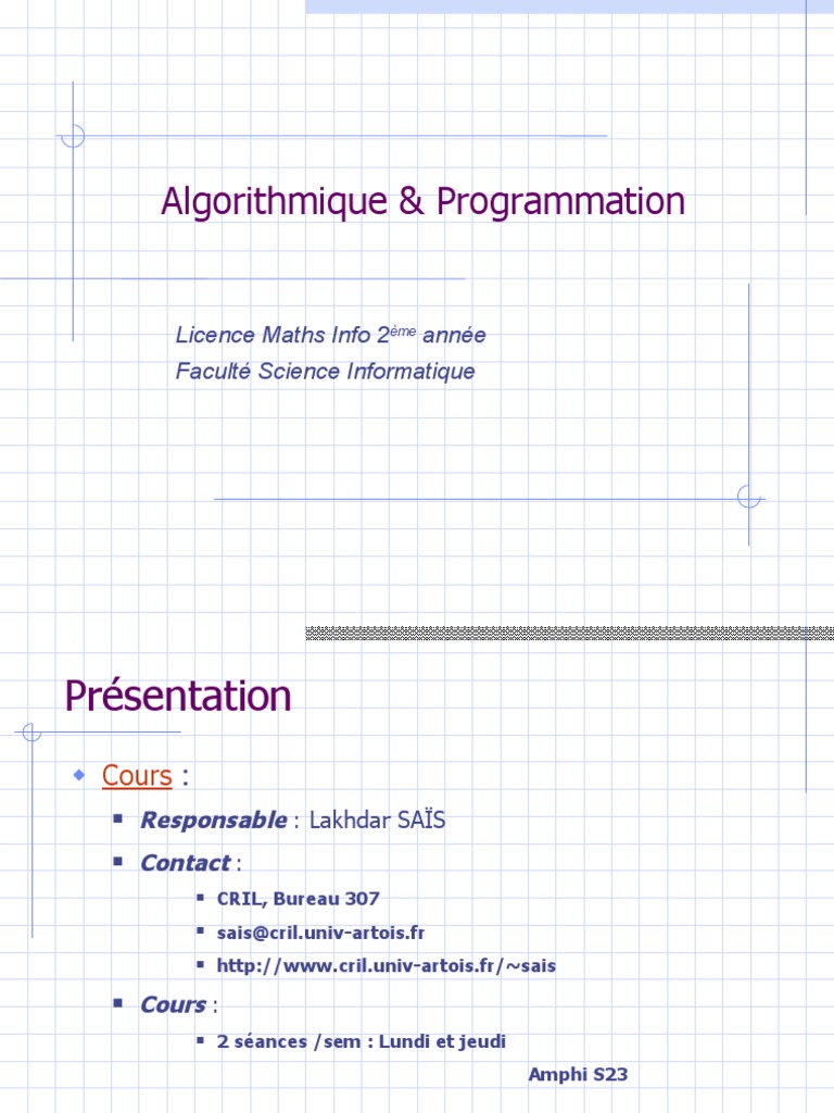 Cours d'Algorithmique et Programmation | PDF