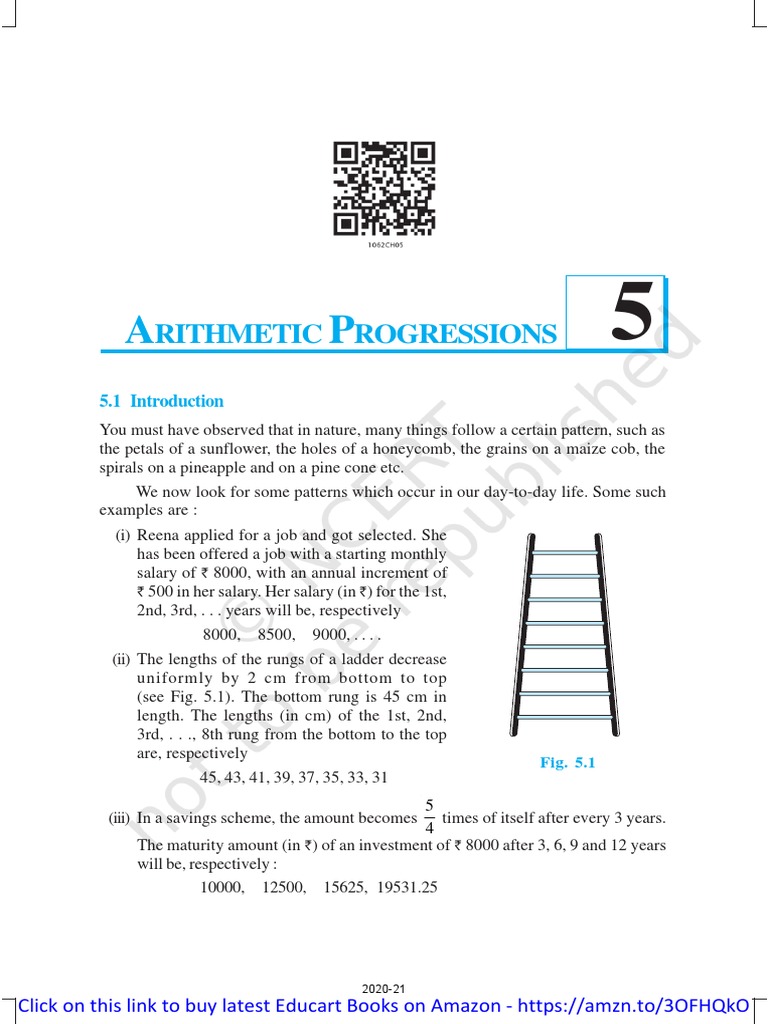 CH 5 - Arithmetic Progressions | PDF | Numbers | Equations