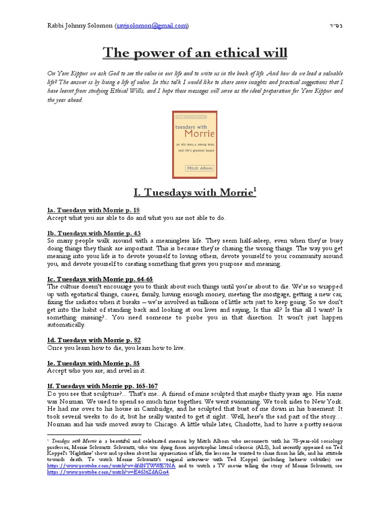 The Power of An Ethical Will (Chigwell) | PDF