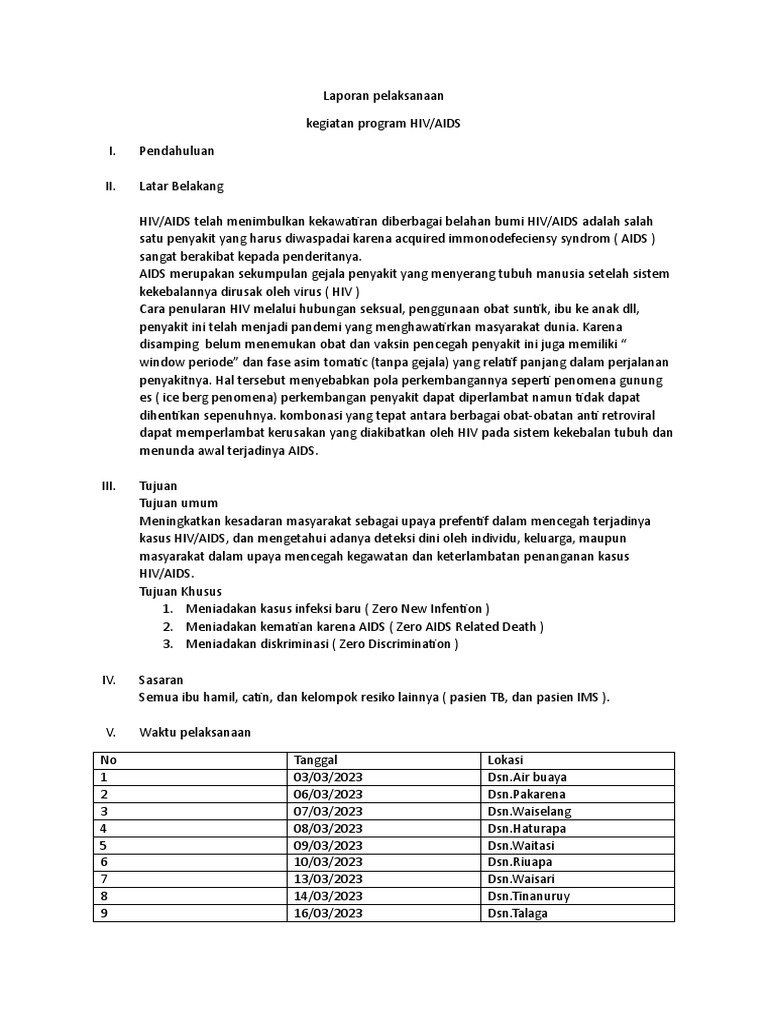 Laporan Program Pencegahan HIV/AIDS | PDF