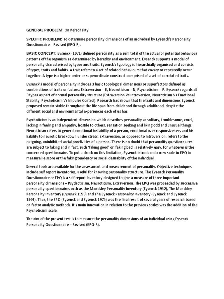 EPQ-R WRITE UP PRACTICAL 2iiiiiii | PDF