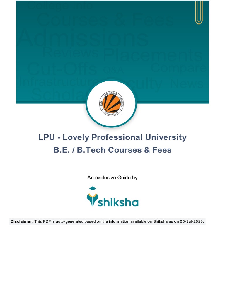 LPU B.Tech CSE Fee Structure 2025 | PDF | Engineering | Computing