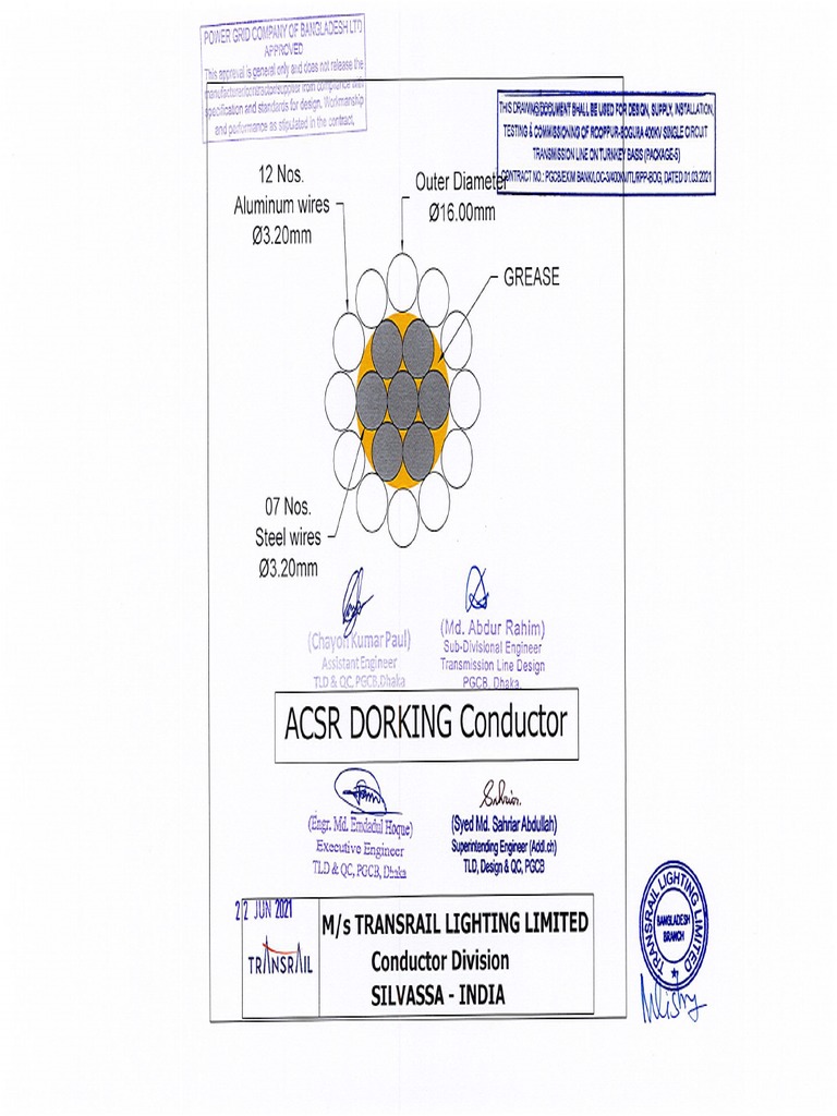 Cross-Sectional Drawing of ACSR Dorking Earthwire | PDF