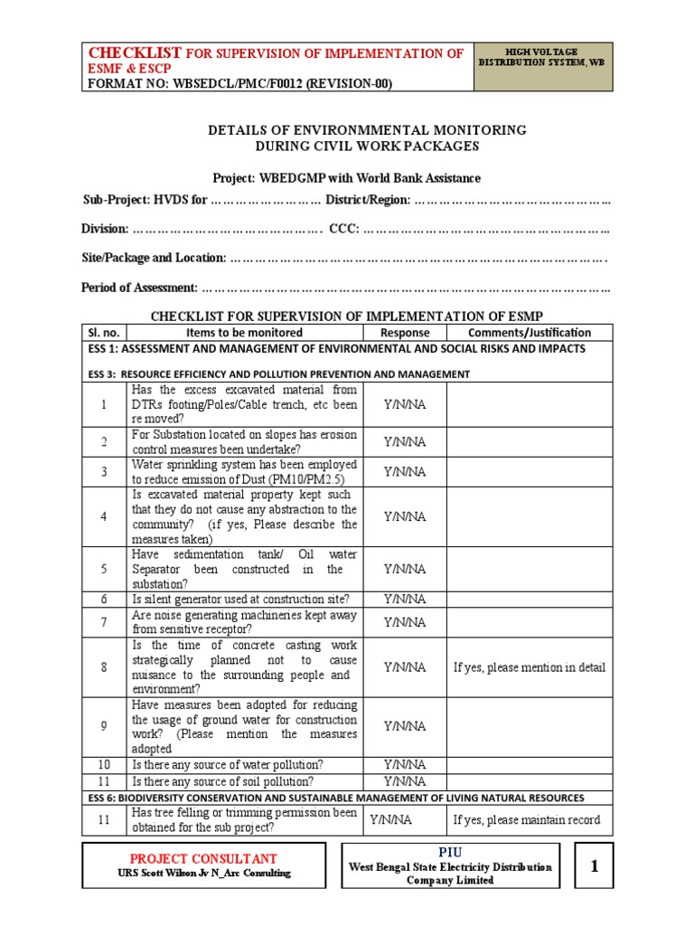 01 Checklist for Environment | PDF