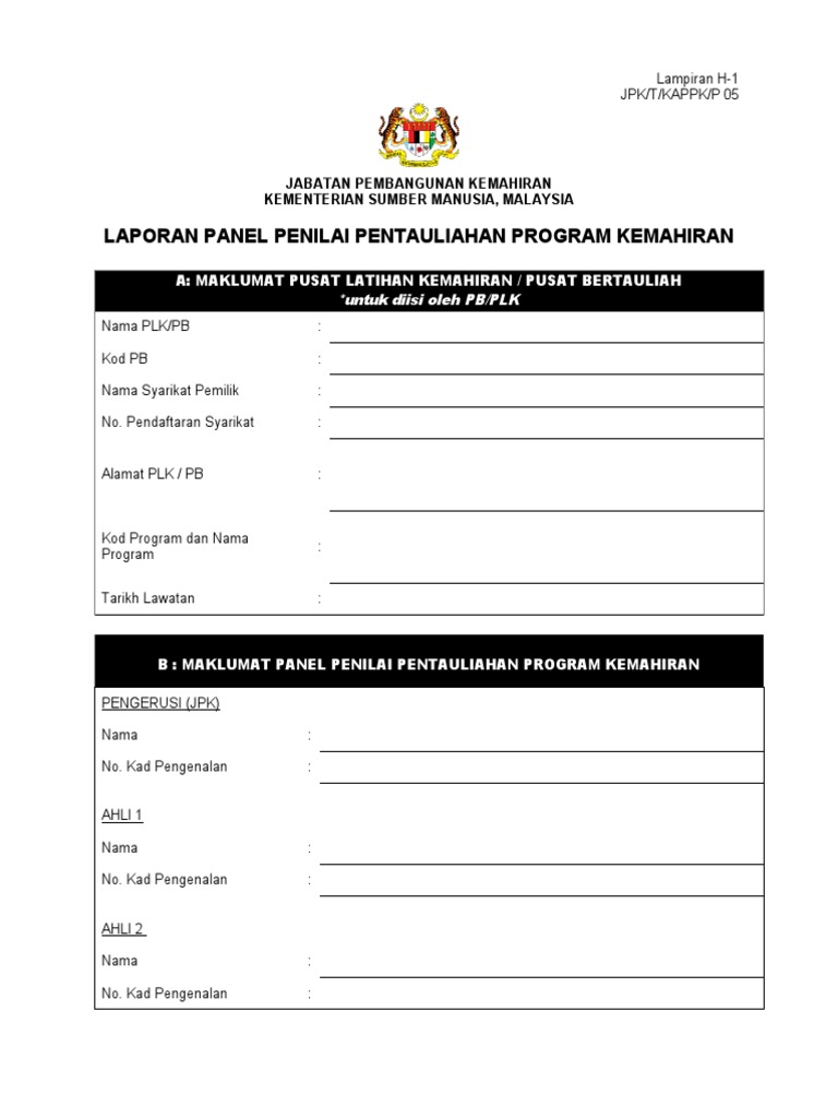 Borang Laporan PPPPK | PDF