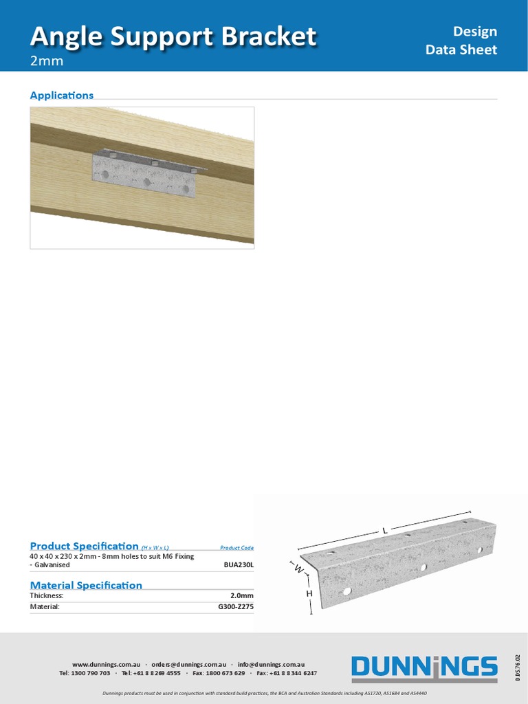 Dunning's Angle Support Bracket Specs | PDF