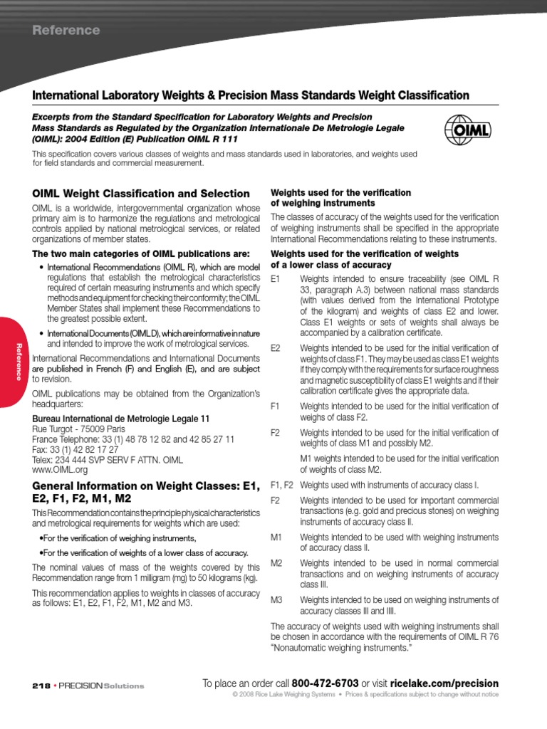 OIML Reference | PDF | Metrology | Weight