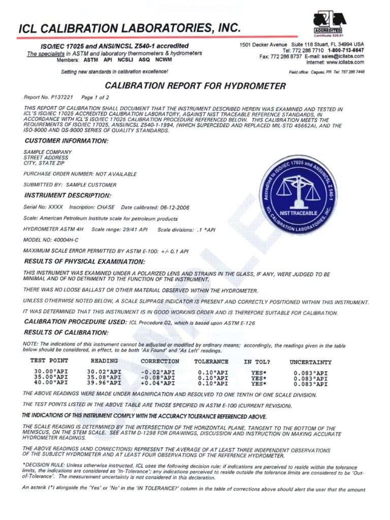 Sample Hydrometer Report 2006 | PDF