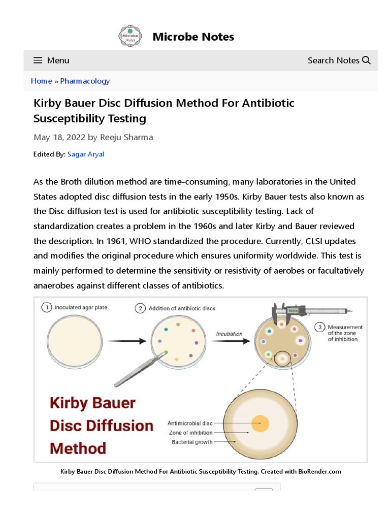 Kirby Bauer Disc Diffusion | PDF | Microbiology | Microscopy