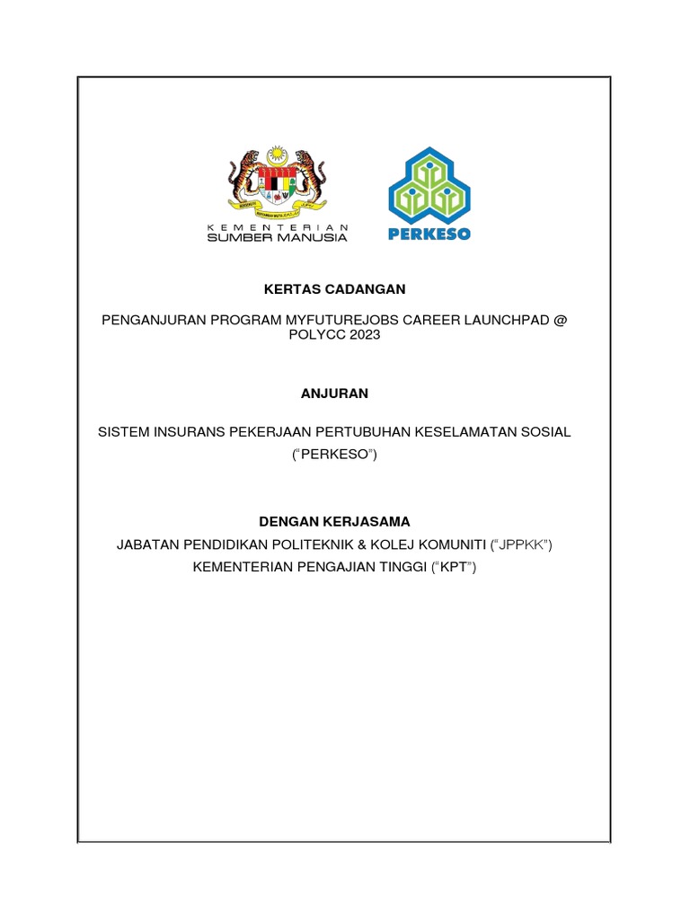 Kertas Cadangan MYFutureJobs Career Launchpad 2023 | PDF