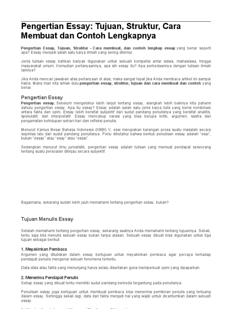 Pengertian Essay Pdf