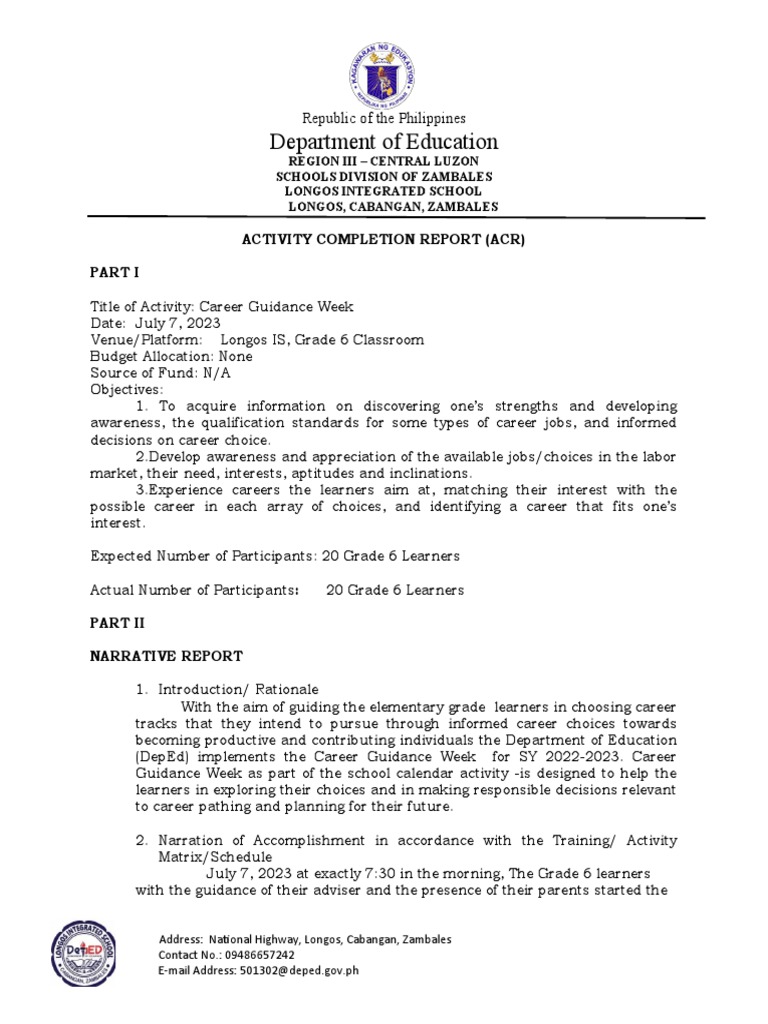 ACR - Career Guidance - G6 | PDF | Cognition | Learning