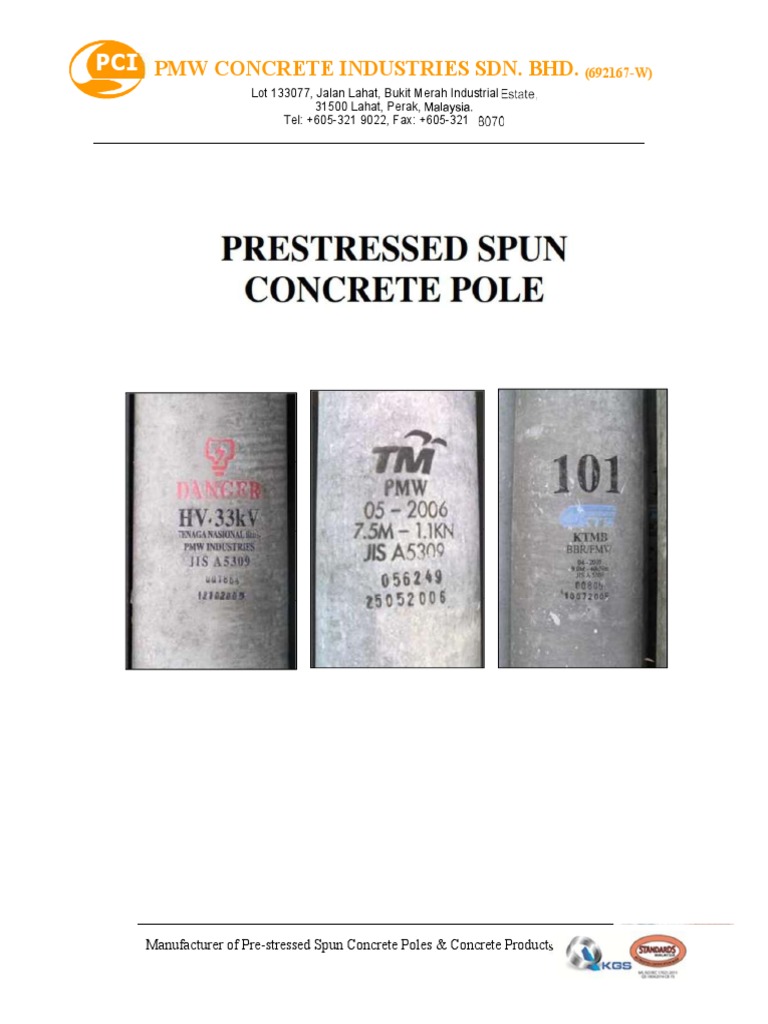 Concrete Pole Catalogue (TNB L TM L KTM) - Revised 3 - 15012020 | PDF