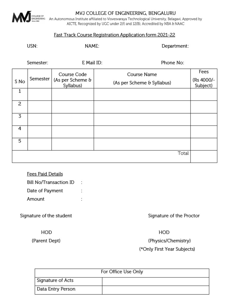Course -Registration form | PDF