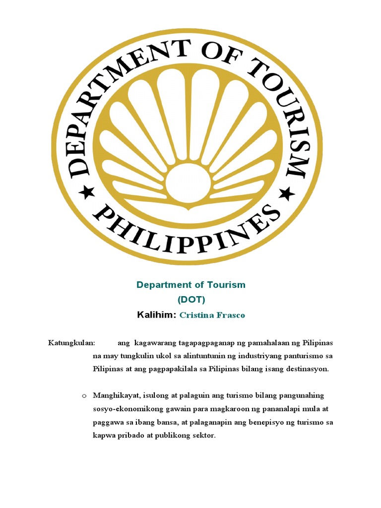 Department of Tourism (DOT) Cristina Frasco: Kalihim | PDF