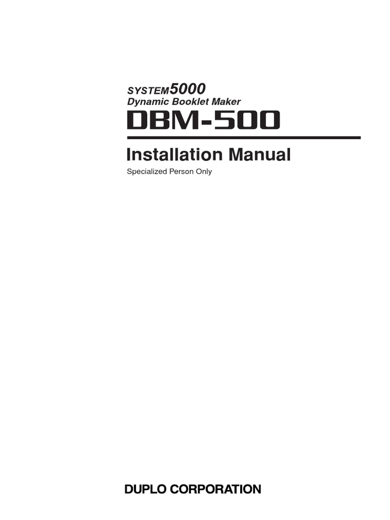 DBM-500 Dynamic Booklet Maker Installation Manual | PDF